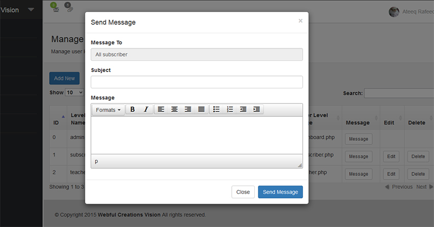PHP Login & User Management with message center by webfulcreations