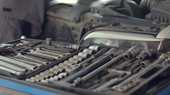 Motor Mechanic Taking Instruments, Stock Footage | VideoHive