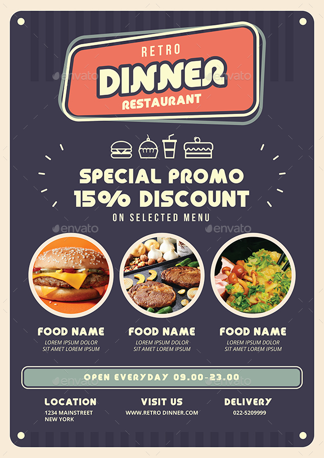 Retro Food Menu & Flyer, Print Templates | GraphicRiver