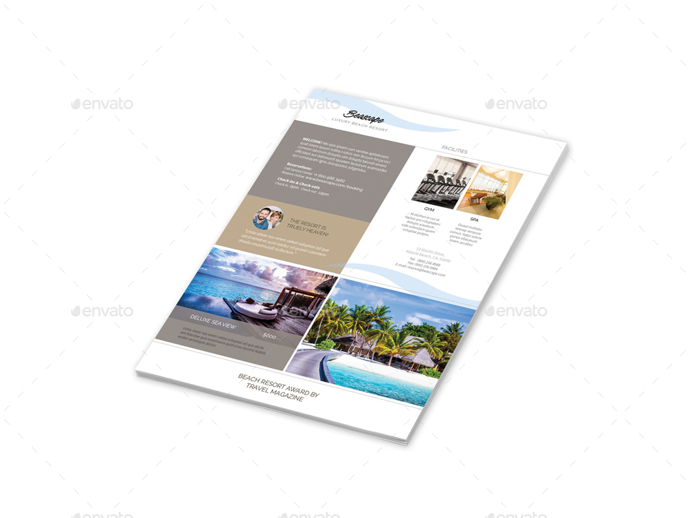 Beach Resort Flyers 2 – 4 Options, Print Templates | GraphicRiver