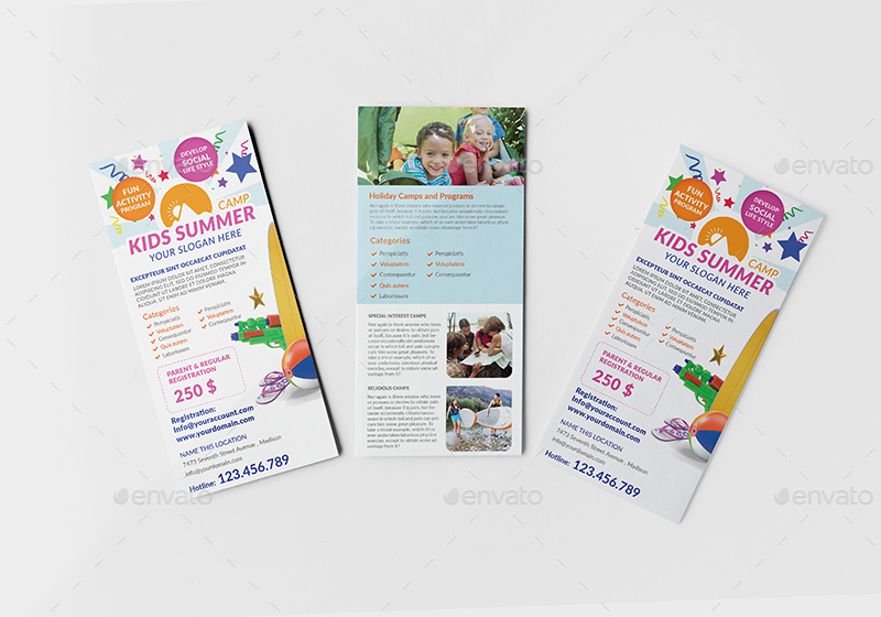 Kids Summer Camp/ Rack Card and Voucher Template, Print Templates ...
