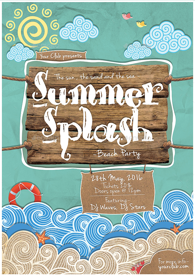 Summer Splash Beach Party Flyer, Print Templates | GraphicRiver