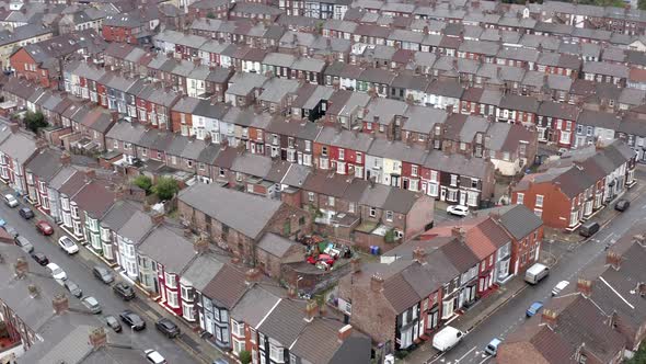 Liverpool Terraced Working Class Houses and Streets Aerial View, Stock ...