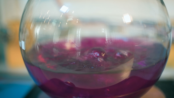 Flask Of Boiling Liquid In a Laboratory, Stock Footage | VideoHive