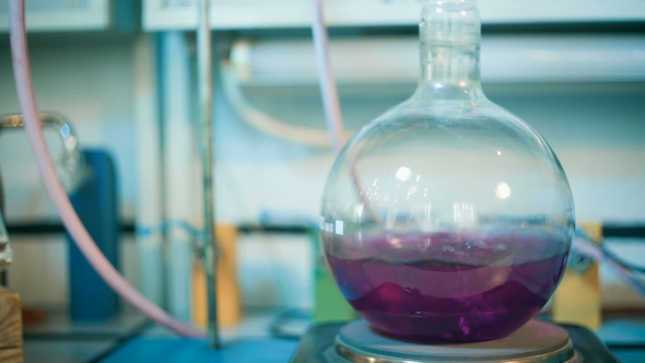 Flask Of Boiling Liquid In a Laboratory, Stock Footage | VideoHive