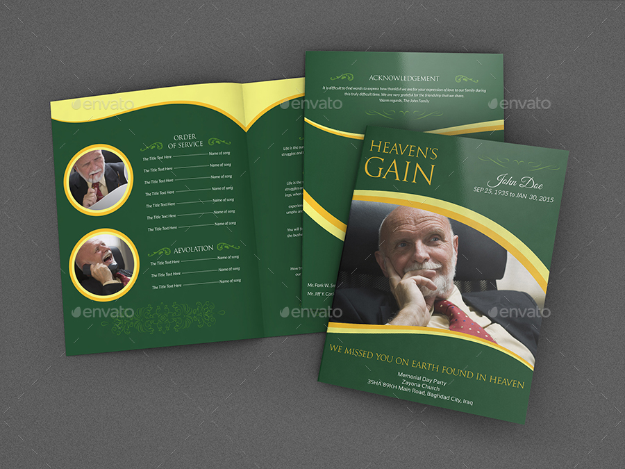 Funeral Program Bi-Fold Brochure Template Vol.1, Print Templates ...
