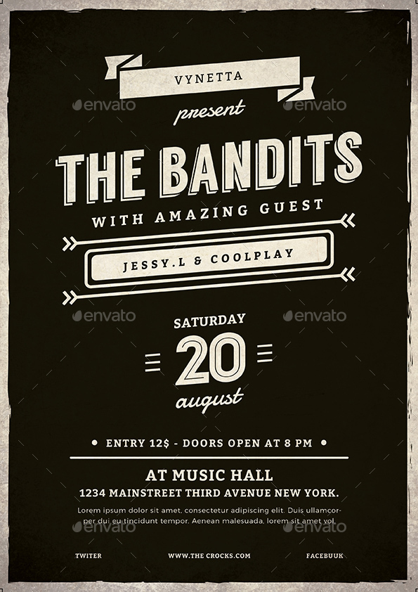 Vintage Typography Music Poster / Flyer, Print Templates | GraphicRiver