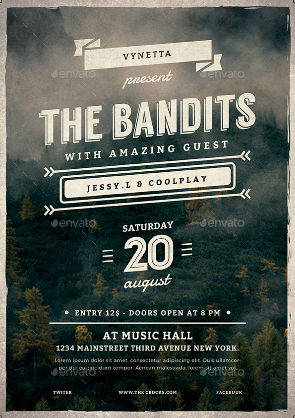 Vintage Typography Music Poster / Flyer, Print Templates | GraphicRiver