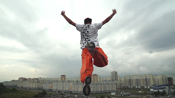 Roofrunner Jumping From The Roof, Stock Footage | VideoHive