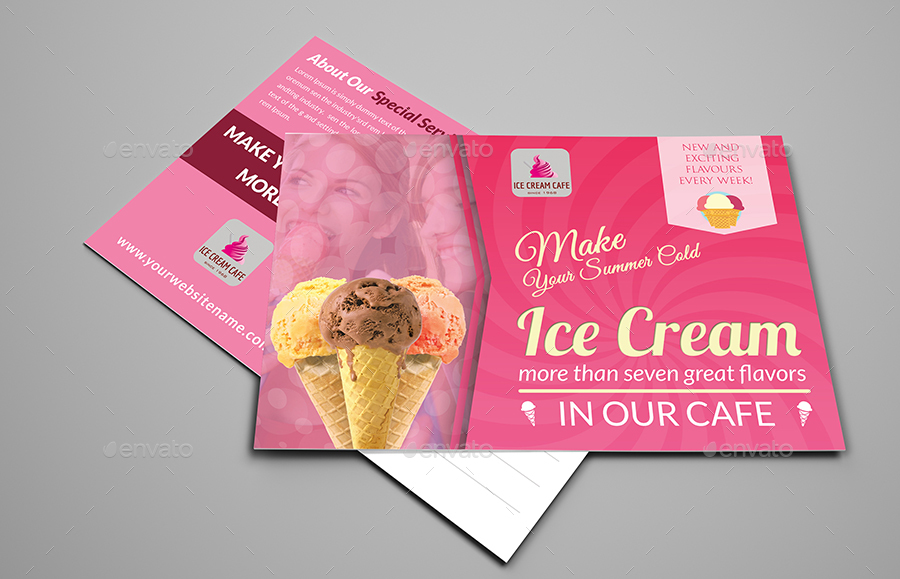 Ice Cream Postcard Template, Print Templates | GraphicRiver