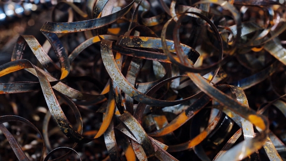 Metallic Shavings And Lathe Metal Fragments With Metal Springs., Stock ...