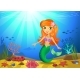 Seabed with Mermaid and Corals, Vectors | GraphicRiver