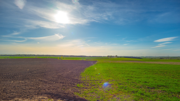 Spring Field And The Sun, Stock Footage | VideoHive