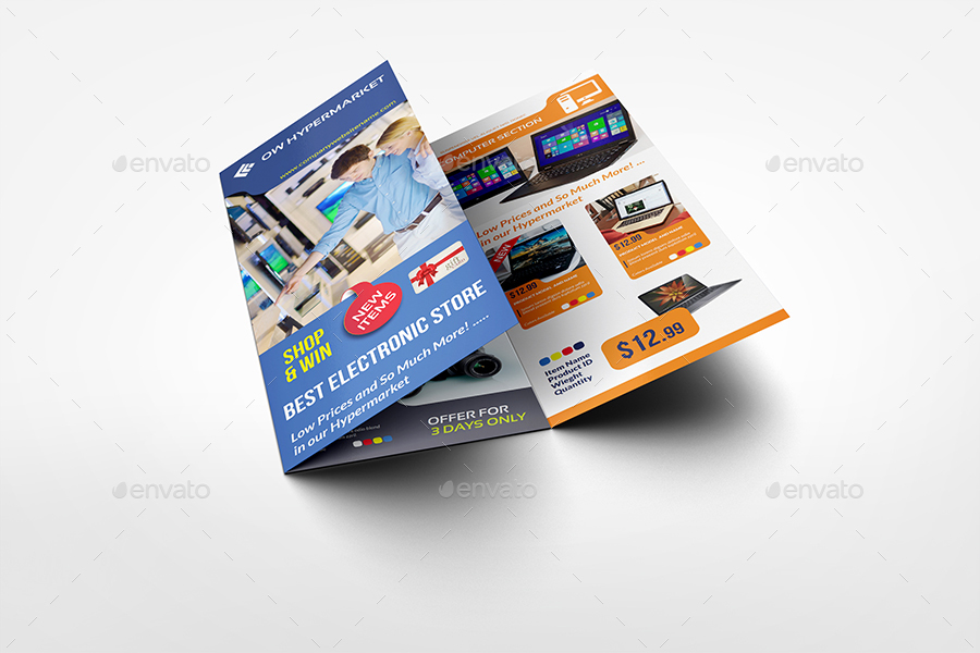 Electronics Products Catalog Tri-Fold Brochure Template, Print Templates