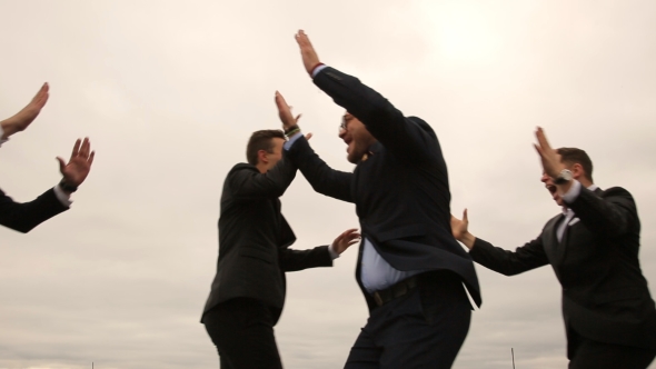 Nine Men In Suits Having Fun , Stock Footage | VideoHive
