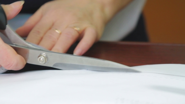 Tailor Cutting The Patterns With Scissors, Stock Footage | VideoHive