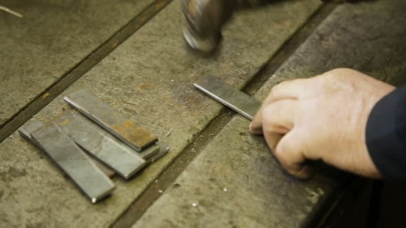 Steel Hammer On Metal Plate., Stock Footage | VideoHive