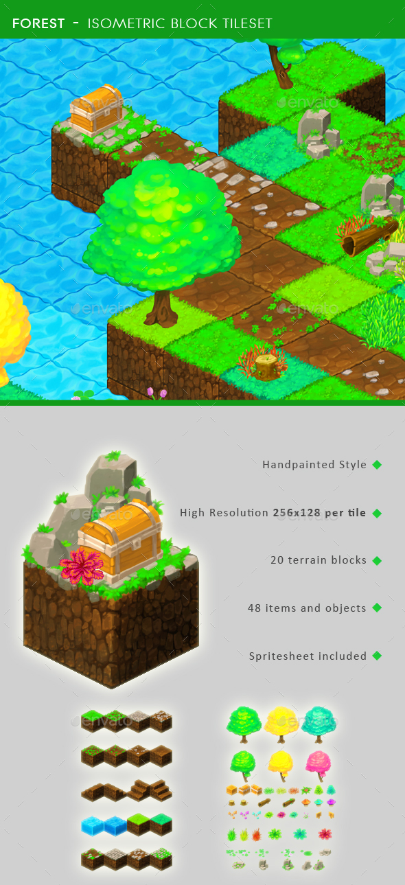 Forest - Isometric Block Tileset by simirk | GraphicRiver