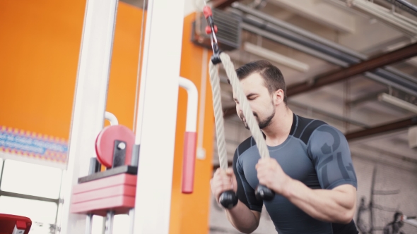 Exercising On Pull Down Weight Machine, Stock Footage | VideoHive