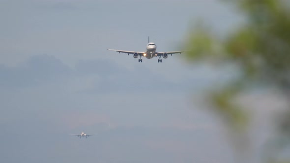 Airplanes Lined Up for Landing, Stock Footage | VideoHive