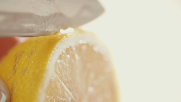 Cutting Fresh Lemon Into Pieces, Stock Footage | VideoHive