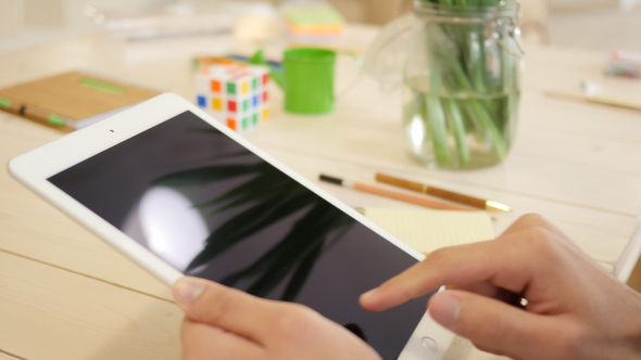 Typing on Tablet Screen with Finger, Stock Footage | VideoHive