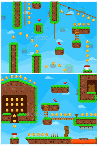 Grass Game Platformer Tilesets, Game Assets | GraphicRiver
