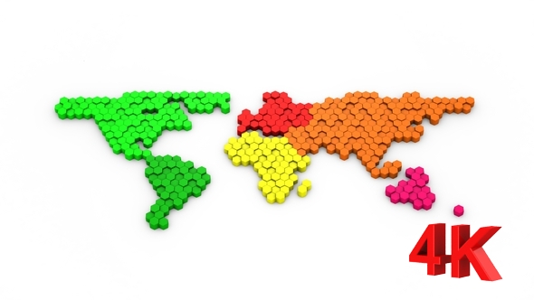 Hexagons Form a Map of the World, Motion Graphics | VideoHive