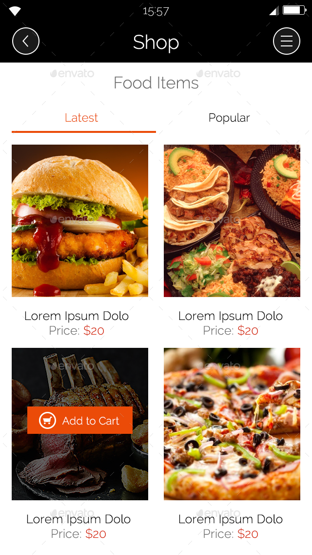 Food App UI, Web Elements | GraphicRiver