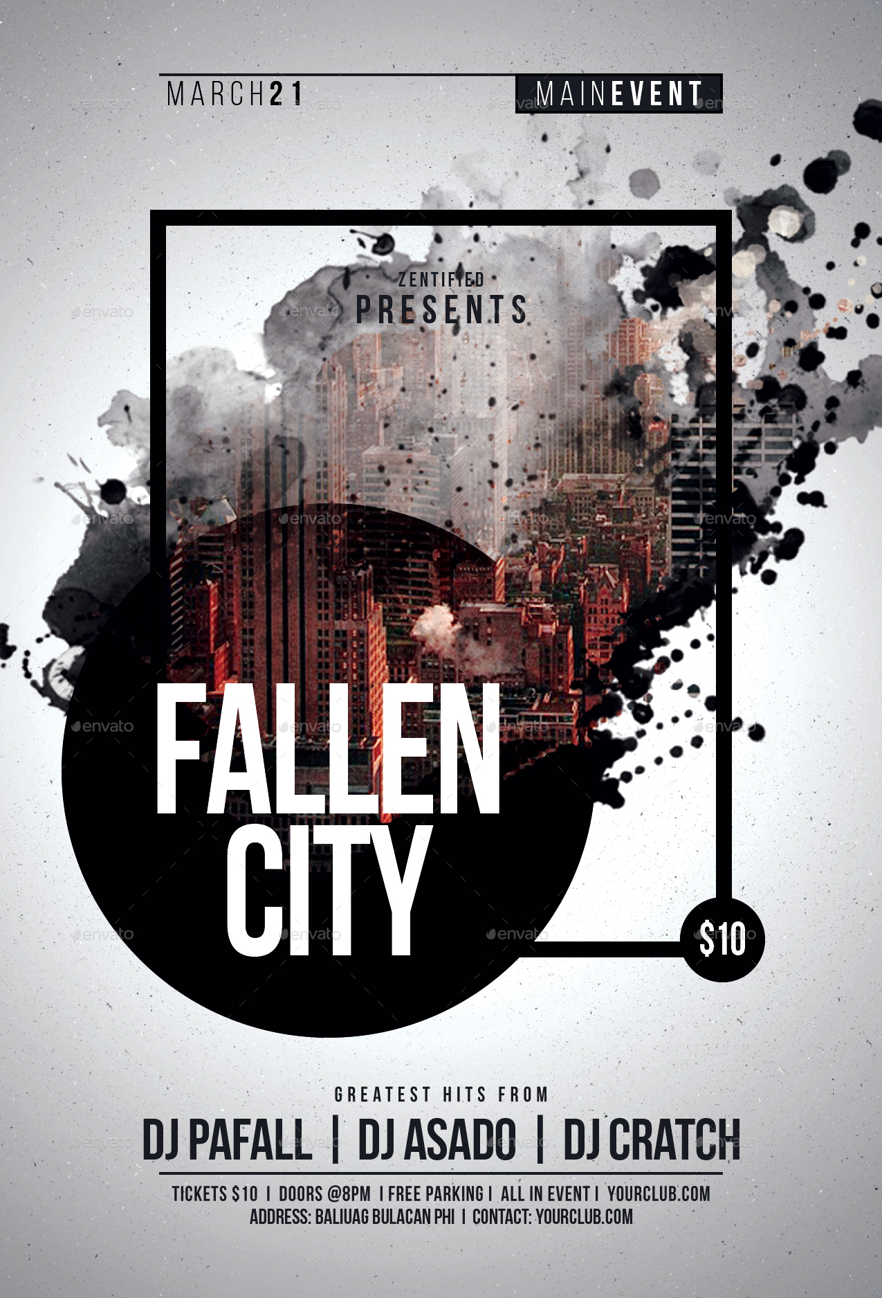 Fallen City Flyer, Print Templates | GraphicRiver