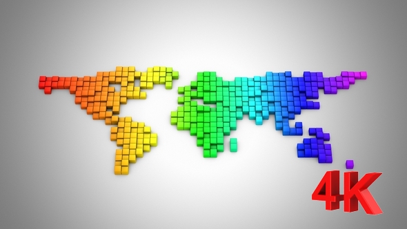 Blocks Form a Map of the World, Motion Graphics | VideoHive