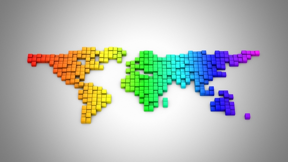 Blocks Form a Map of the World, Motion Graphics | VideoHive