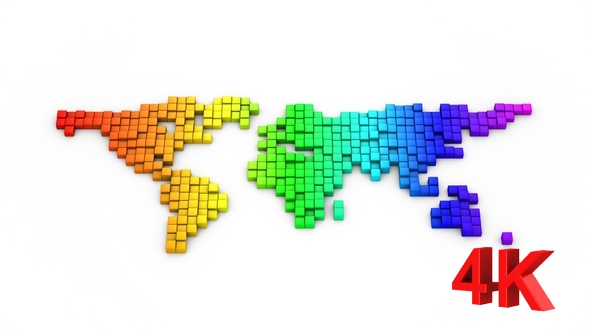 Blocks Form a Map of the World, Motion Graphics | VideoHive