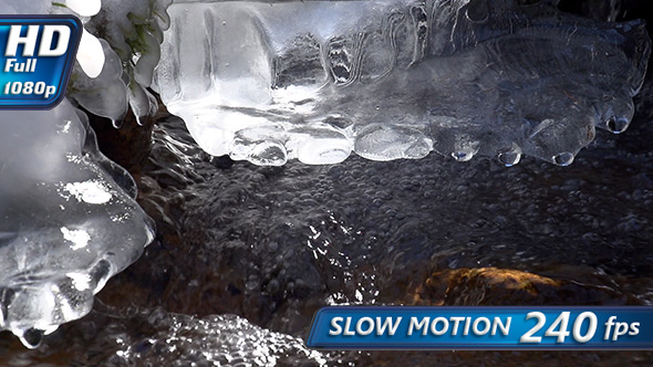 Ice Patterns in a Mountain Stream, Stock Footage | VideoHive