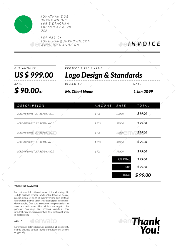 Retro Minimal Invoice Template, Print Templates | GraphicRiver