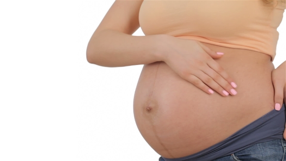 Pregnant Woman Rubs Her Belly Stock Footage Videohive