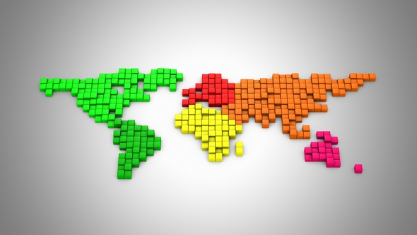 Blocks Form a Map of the World, Motion Graphics | VideoHive
