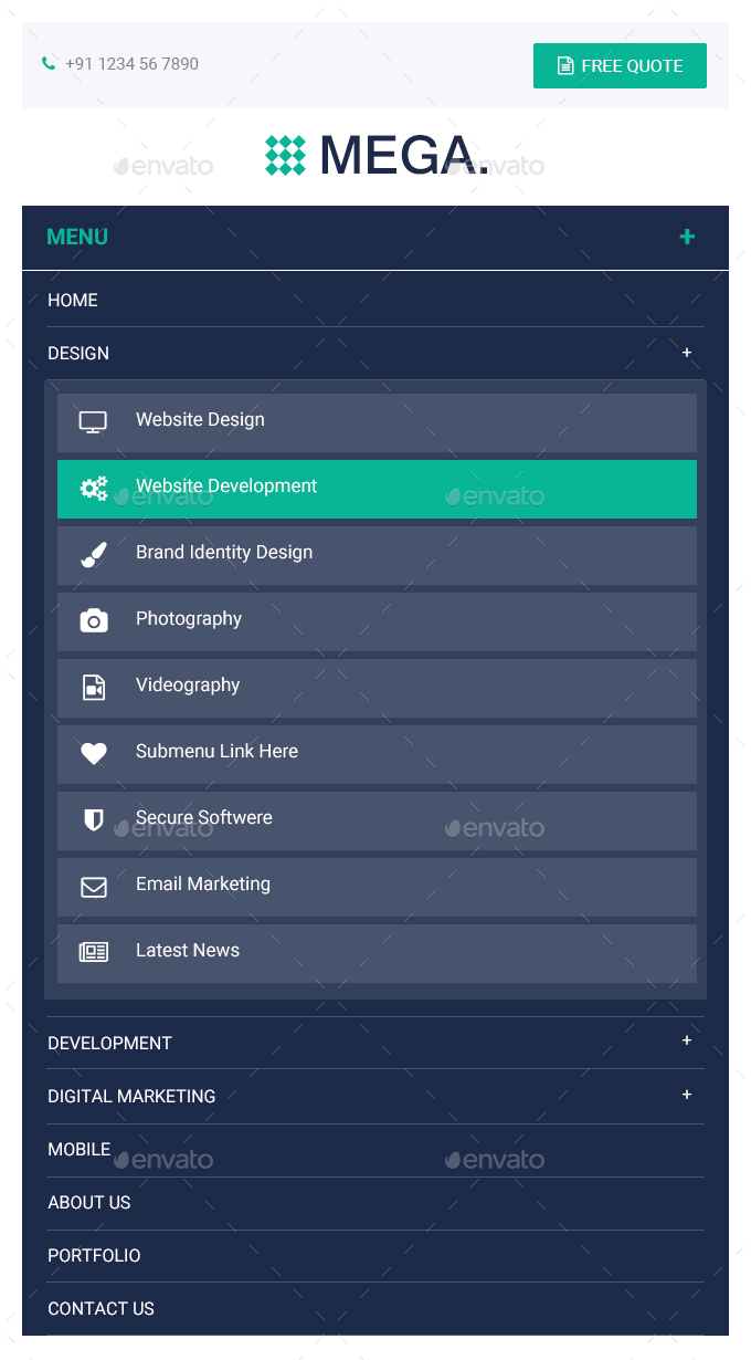Multipurpose Navigation Menu Bar PSD, Web Elements | GraphicRiver