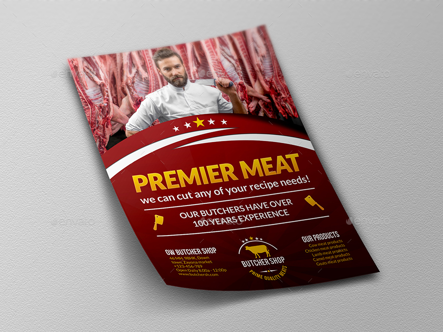 Butcher Shop Flyer Template, Print Templates | GraphicRiver