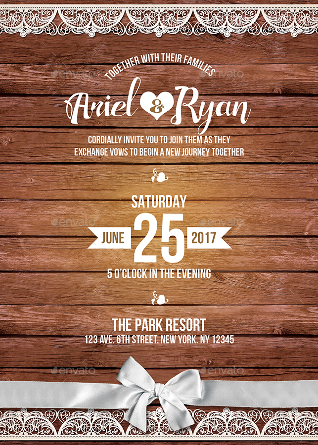 Rustic Wedding Invitation, Print Templates | GraphicRiver