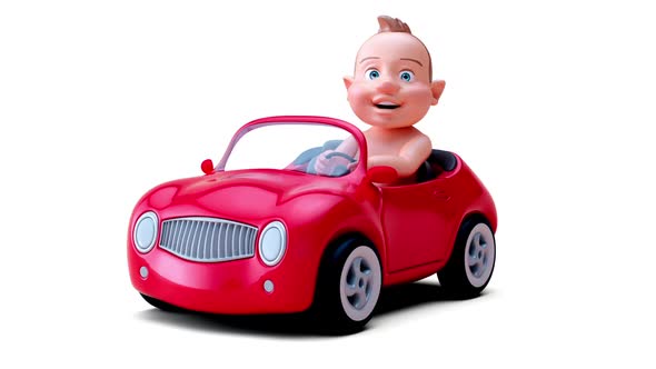 Fun 3D cartoon of a baby driving, Motion Graphics | VideoHive