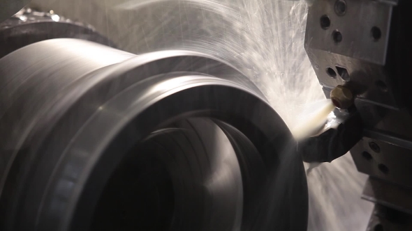 CNC Milling Process With Water Flow , Stock Footage | VideoHive