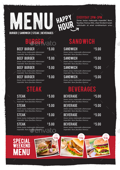 Fast Food Menu, Print Templates | GraphicRiver