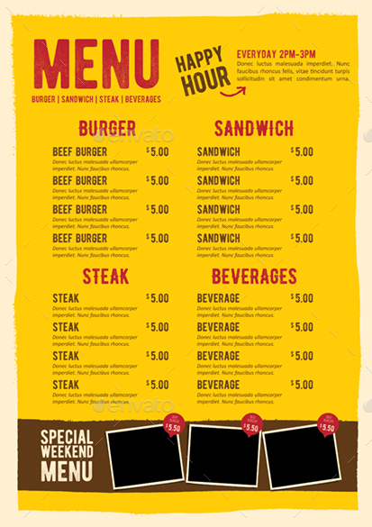 Fast Food Menu, Print Templates | GraphicRiver