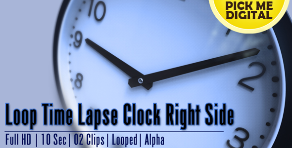Loop Time Lapse Clock Right Side, Motion Graphics | VideoHive