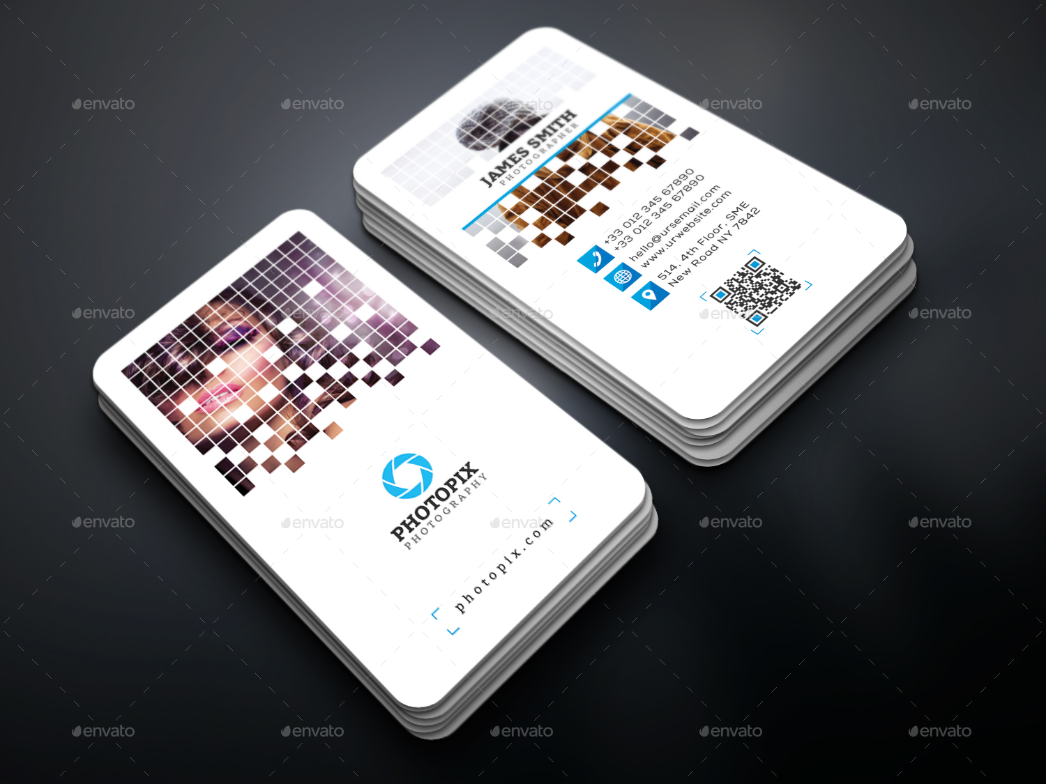 Pixel Photography Business Card, Print Templates | GraphicRiver