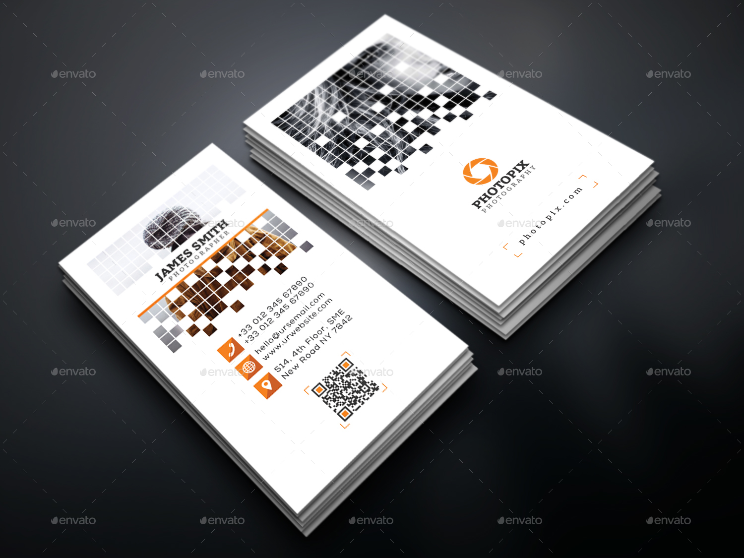 Pixel Photography Business Card, Print Templates | GraphicRiver