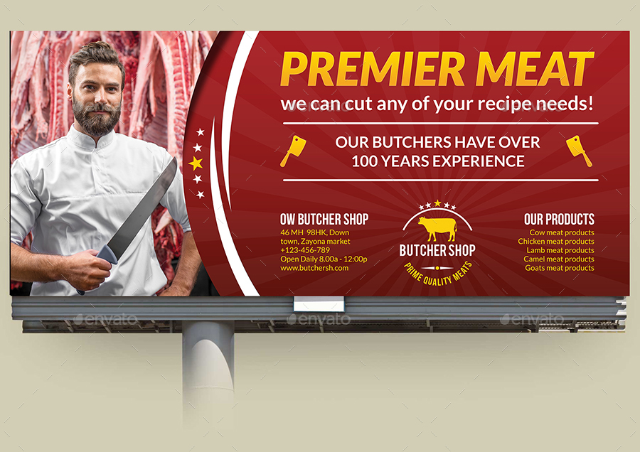 Butcher Shop Billboard Template, Print Templates | GraphicRiver