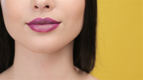 Of Smilling Girl With Plum Lips, Stock Footage | VideoHive