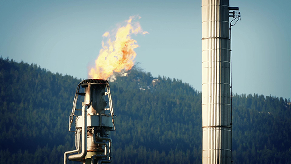Gas Flames From Huge Refinery Pipe, Stock Footage | VideoHive